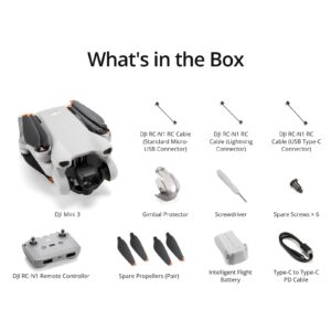 DJI Mini 3 - Lightweight and Foldable Mini Camera Drone with 4K HDR Video, 38-min Flight Time, True Vertical Shooting, and Intelligent Features (Renewed)