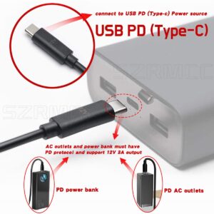 SZRMCC USB C PD 12V Type-C to DC 5.5x2.5mm Trigger Power Cable for Zwo ASIAIR Zwo ASI Cooled Camera cine Broadcast Radio Any 12V Device