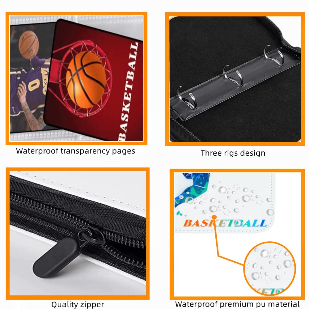 FUYUNLAI 3 Pocket Faux Leather Basketball Card Binder with Removable Sleeves, 400 Card Capacity