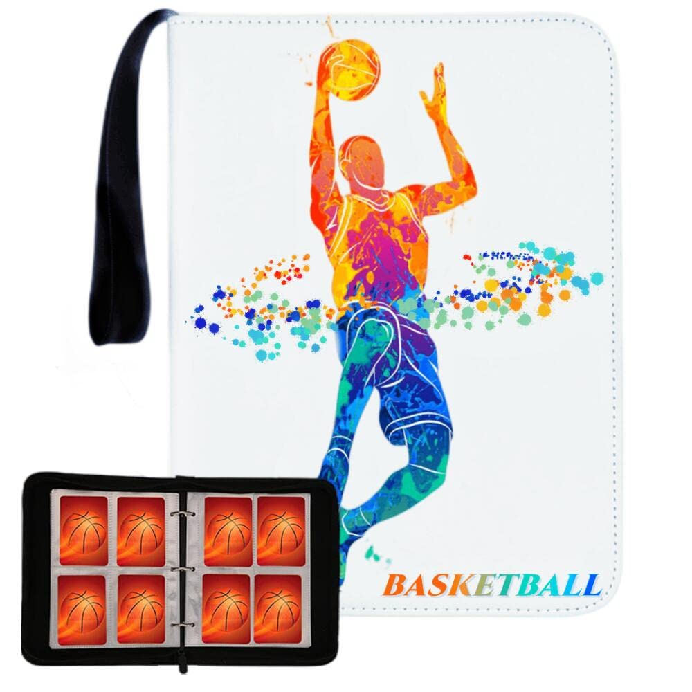 FUYUNLAI 3 Pocket Faux Leather Basketball Card Binder with Removable Sleeves, 400 Card Capacity