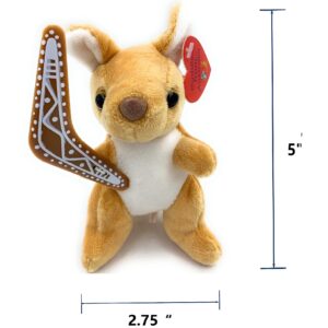 Aeisage Kangaroo 5'' Plush Toy with Boomerang, Super Soft Australian Souvenir Gift for Kids