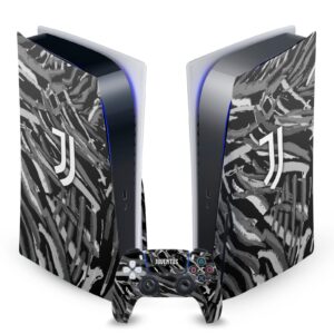 head case designs officially licensed juventus football club abstract brush art vinyl faceplate gaming skin decal compatible with sony playstation 5 ps5 disc edition console & dualsense controller