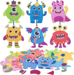 fennoral 12 pack monster crafts for kids monster craft kit make your own monster foam stickers ornament diy arts and crafts for kids girls boys halloween party favor supplies birthday gifts