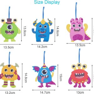 Fennoral 12 Pack Monster Crafts for Kids Monster Craft Kit Make Your Own Monster Foam Stickers Ornament DIY Arts and Crafts for Kids Girls Boys Halloween Party Favor Supplies Birthday Gifts