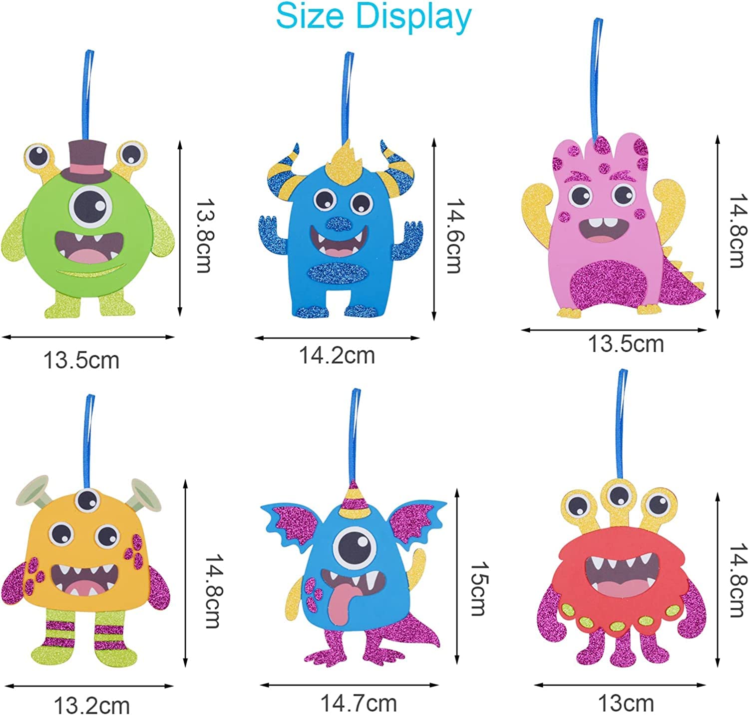 Fennoral 12 Pack Monster Crafts for Kids Monster Craft Kit Make Your Own Monster Foam Stickers Ornament DIY Arts and Crafts for Kids Girls Boys Halloween Party Favor Supplies Birthday Gifts