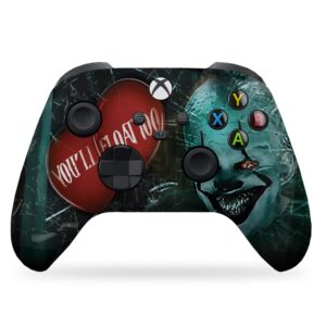 dreamcontroller halloweenn it pennywise custom x-box controller wireless compatible with x-box one/x-box series x/s proudly customized in usa with permanent hydro-dip printing (not just a skin)