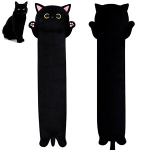 mufeiruo 22.5" long cat plush pillow, long cat stuffed animal,black cat plush,stuffed cat plush kawaii black cat plushie doll toys, gift for boys girls birthday halloween christmas