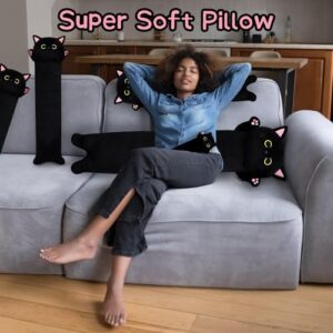 MUFEIRUO 22.5" Long Cat Plush Pillow, Long Cat Stuffed Animal,Black Cat Plush,Stuffed Cat Plush Kawaii Black Cat Plushie Doll Toys, Gift for Boys Girls Birthday Halloween Christmas