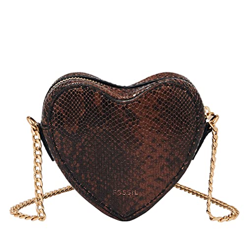 Fossil Women's Heart Embossed Leather Crossbody Micro Bag, Dark Python (Model: SL8263703)