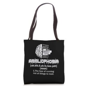 Definition Abibliophobia Geek Reading Nerd Book Lovers Tote Bag