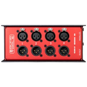 cat box 8 - a durable four channel stage box with both a male xlr and a female xlr connector on each of the four channels.