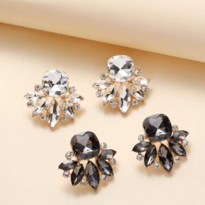 Clear Rhinestone Statement Earrings Fancy Crystal Drop Dangle Wedding Earrings for Women Bride Prom