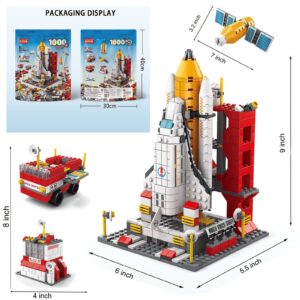 JIADEL 1000Pcs Space Exploration Shuttle Toys with Launch Control Center, 6-in-1 STEM Aerospace Building Kit Toy with Heavy Transport Rocket and Launcher Best Gifts for 6-12 Year Old Boys