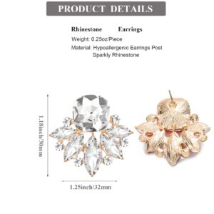 Clear Rhinestone Statement Earrings Fancy Crystal Drop Dangle Wedding Earrings for Women Bride Prom