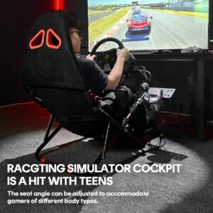 RACGTING Racing Simulator Cockpit for G920 G29 G923, Foldable Racing Simulator for Thrustmaster T248X T248 T300 T150 458 TX Xbox PS5 PS4 PC (Black)