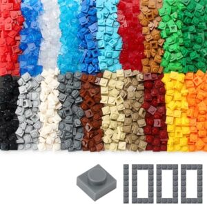 feleph basic 1000 pieces plate 1x1 bricks creative pixel mosaic art 20 colors parts building play blocks set toy classic accessories compatible with 3024 major base plates brands (multi-color)