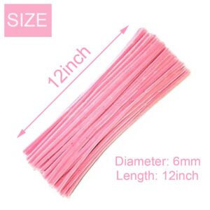 100Pcs Pink Pipe Cleaners Chenille Stem for DIY Crafts,Arts,Wedding,Home,Party,Valentine's Day Holiday Decoration 6 mm x 12 Inch