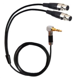 Shuigu 3.5mm to Dual Mini XLR Cable, Dual Mini 3Pin XLR Female to 3.5mm 1/8" TRS Male Plug Y Audio Cable for Camera SLR Camera Microphone (50cm/1.6FT)