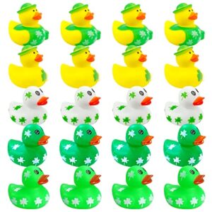 20 pcs st. patrick's day rubber ducks assortment 5 styles shamrock ducks,2 inch rubber ducks for kids,st. patrick's day rubber ducks in bulk