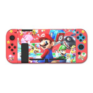 perfectsight protective case compatible with nintendo switch | anti-scratch shockproof slim cover case for ns switch joycon, cute mario hard shell dockable case, party