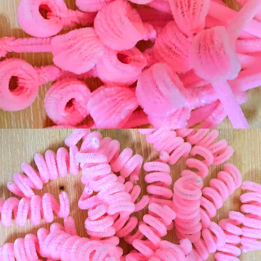 100Pcs Pink Pipe Cleaners Chenille Stem for DIY Crafts,Arts,Wedding,Home,Party,Valentine's Day Holiday Decoration 6 mm x 12 Inch