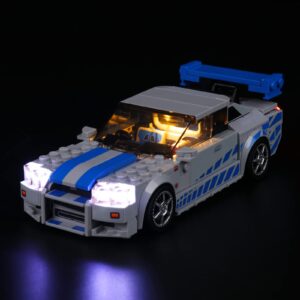 vonado led light kit compatible with lego fast and furious cars 76917, diy lighting compatible with nissan skyline gt-r (r34) lego 76917 (no model,only light)