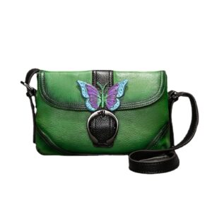 seegeeneey women leather shoulder bag handbag purse for women crossbody bag messenger bag vintage travel bag samll purse (green)