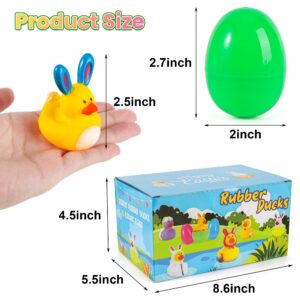 16pcs Prefilled Easter Eggs with Rubber Duck Inside Easter Basket Stuffers Fun Squeeze Duckies Bunny Bathtub Toys for Kids, Party Favors Gift