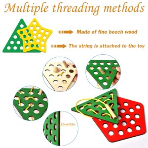 6 Pcs Lacing Toy Toddlers, Geometric Wooden Threading Toys, Educational and Learning Montessori Activity Baby and Kids, Fine Motor Skill Toys, Pumpkin, Corn, Tomato, Eggplant, Broccoli, Carrot