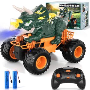 bennol remote control dinosaur car for boys kids, 2.4ghz rc dinosaur truck toys for toddlers, electric hobby rc car toys with light & sound spray for 3 4 5 6 7 8 year olds kids boys girls