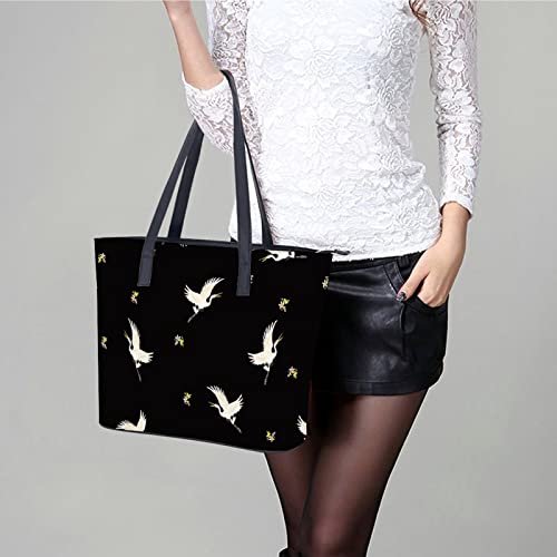 Womens Handbag Crane Leather Tote Bag Top Handle Satchel Bags For Lady