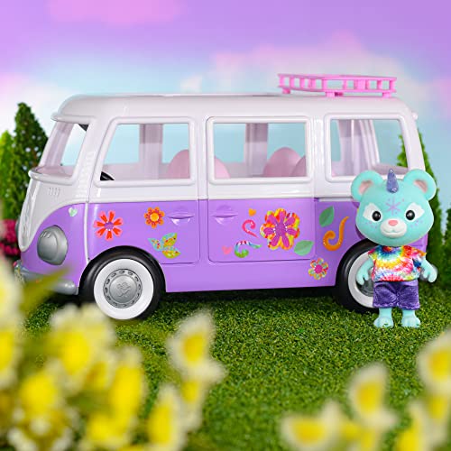 Sunny Days Entertainment Honey Bee Acres Rainbow Ridge Flower Groove Van – Purple Vehicle with Exclusive Unicorn Figure | Tie Dye Stickers to Customize Toy