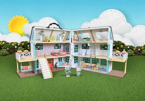 Sunny Days Entertainment Honey Bee Acres Buzzby Farmhouse – 49 Furniture Accessories with 2 Exclusive Figures | 15 Inch Dollhouse Playset | Pretend Play Toys for Kids