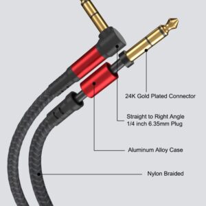 IALEGANT 1/4 Inch Cable TRS Guitar Cable 10 ft 2-Pack, Instrument Cable Guitar AMP Cord Straight to Right Angle 6.35mm Male to Male Stereo Audio Cable for Electric Guitar, Bass, Amplifier, etc.