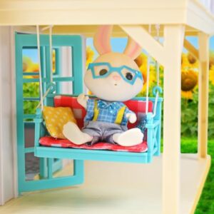 Sunny Days Entertainment Honey Bee Acres Buzzby Farmhouse – 49 Furniture Accessories with 2 Exclusive Figures | 15 Inch Dollhouse Playset | Pretend Play Toys for Kids