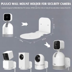 PUUUCI Wall Mount for Blink Mini Pan-Tilt Camera/WYZE Cam Pan v3&v2 / Eufy Security Solo IndoorCam P24 - WYZE/Blink/Eufy Security Camera Mount Bracket Accessories for Home/Apartment/Office (2-Pack)