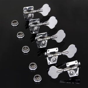 bass tuning machines tuning pegs tuning keys machine heads tuners vintage open gear left right for p bass j bass guitar parts replacement chrome (1left + 4right)