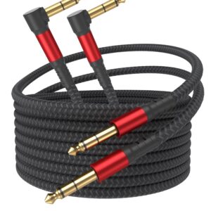 IALEGANT 1/4 Inch Cable TRS Guitar Cable 10 ft 2-Pack, Instrument Cable Guitar AMP Cord Straight to Right Angle 6.35mm Male to Male Stereo Audio Cable for Electric Guitar, Bass, Amplifier, etc.