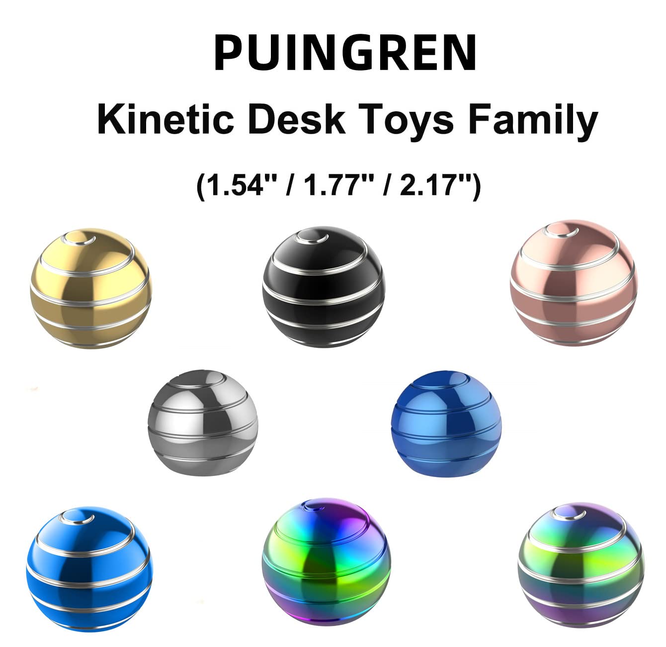 PUINGREN Kinetic Desk Toys Ball,Full Body Optical Illusion Fidget Spinner Ball,Kinetic Desktop Spinning Toys for Anxiety, ADHD,Birthday Gift Size 55mm(Blue, 2.17'')