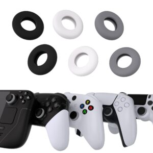 playvital 3 pairs silicone aim assist target motion control precision rings for ps5, for ps4, for xbox series x/s, xbox one, xbox 360, for switch pro, for steam deck - gray & black & white