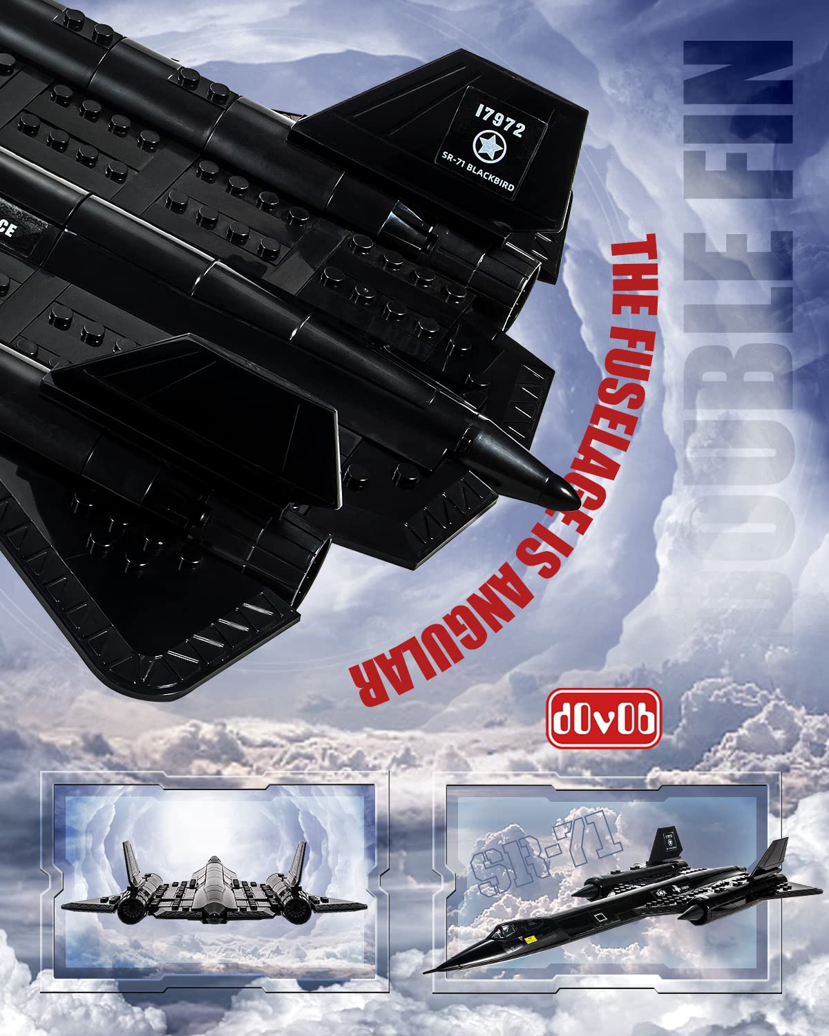 dOvOb Military SR-71 Reconnaissance Blackbird Air Force Building Block Set (183 Pieces), Aircraft Jet Building and Military Toys Gifts for Kid and Adult