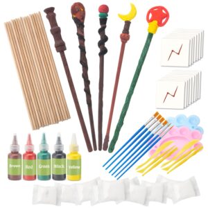 yohold magic wand making kit, wizard diy craft painting set,diy wand making,lightning bolt tattoo for halloween supplies,kids gift,cosplay/birthday party decor,school student activities-67pcs in all