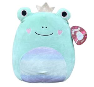 squishmallows 11" fenra the frog with crown and heart