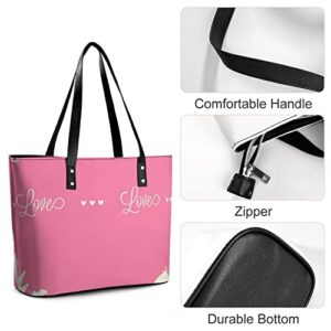 Womens Handbag Pink Background Leather Tote Bag Top Handle Satchel Bags For Lady