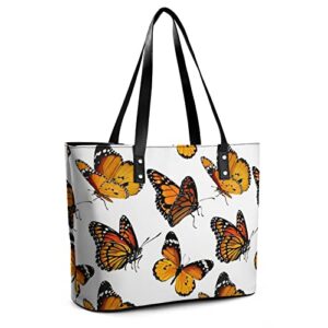 Womens Handbag Butterflies Pattern Leather Tote Bag Top Handle Satchel Bags For Lady