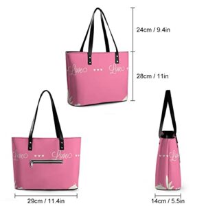 Womens Handbag Pink Background Leather Tote Bag Top Handle Satchel Bags For Lady