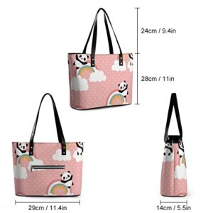 Womens Handbag Panda Patterns Leather Tote Bag Top Handle Satchel Bags For Lady