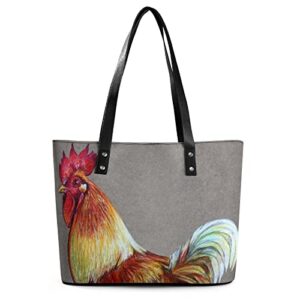 womens handbag rooster leather tote bag top handle satchel bags for lady