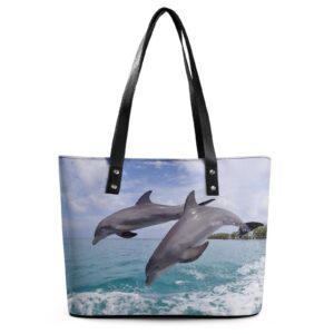 womens handbag dolphin leather tote bag top handle satchel bags for lady