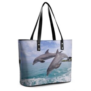 Womens Handbag Dolphin Leather Tote Bag Top Handle Satchel Bags For Lady